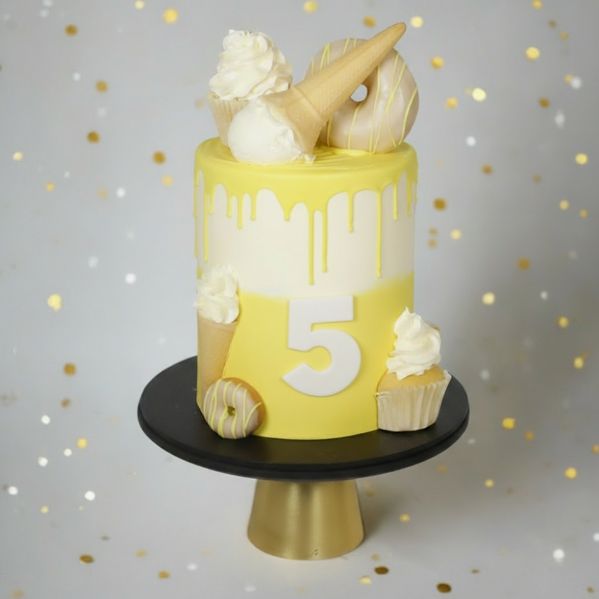 Yellow Ice Cream Themed Cake – Freddie's CakeShop
